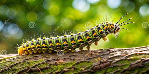 A Big Caterpillar From The Tree Generative By Ai Stock Illustration