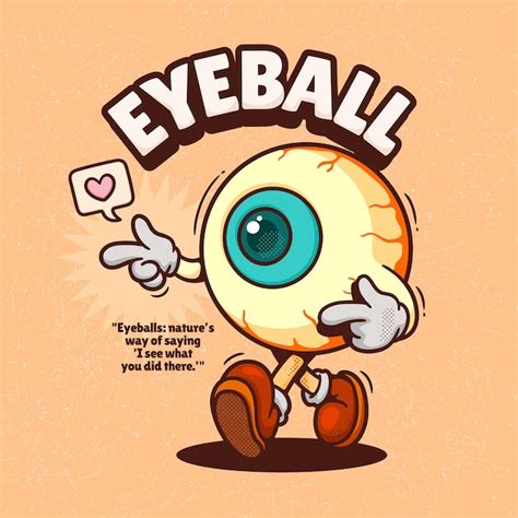 Premium Vector Eyeball Trendy Retro Cartoon Vector Hand Drawn