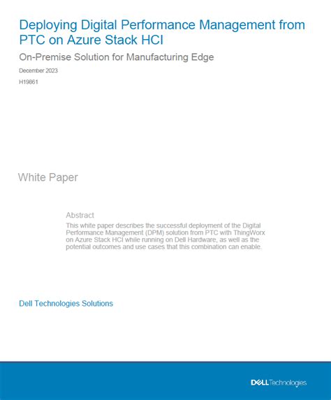 Deploying Digital Performance Management From Ptc On Azure Stack Hci