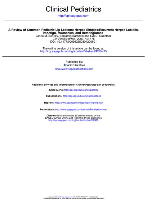 Pdf A Review Of Common Pediatric Lip Lesions Herpes Simplex