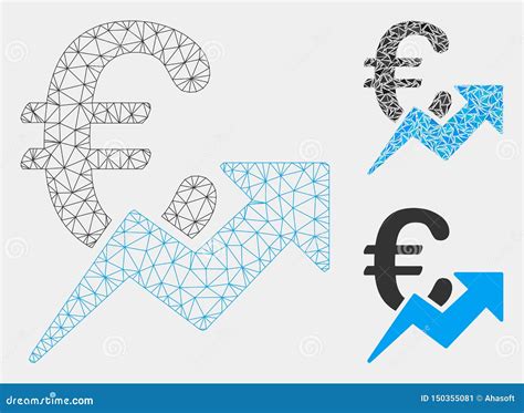 Euro Growth Vector Mesh Network Model And Triangle Mosaic Icon Stock Vector Illustration Of