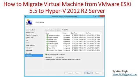 How To Migrate Virtual Machine From Vmware Esxi To Hyper V Server Youtube