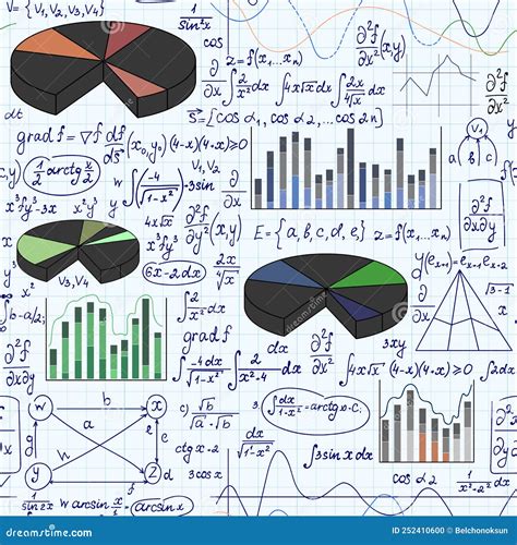 Vector Seamless Pattern With Handwritten Round Diagrams Multicolored Flow Charts And Plots And