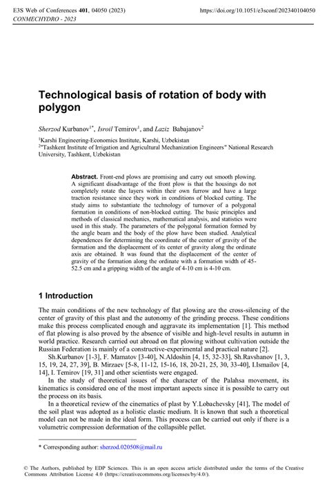 Pdf Technological Basis Of Rotation Of Body With Polygon