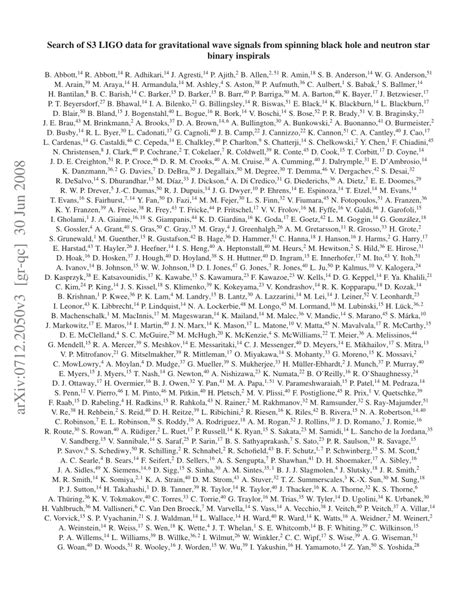 Pdf Search Of S3 Ligo Data For Gravitational Wave Signals From Spinning Black Hole And Neutron