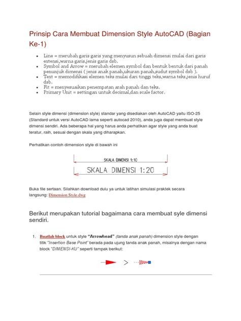 Prinsip Cara Membuat Dimension Style Autocad Pdf
