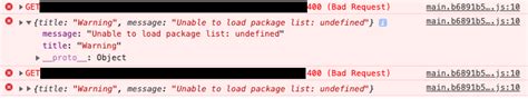 unable to load package list cannot read property includes of null