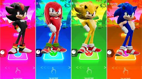 Sonic Prime 🆚 Sonic Shadow 🆚 Sonic Knuckles 🆚 Sonic Yellow 🎵🎧 Tiles Hop