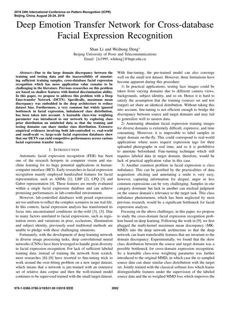 Pdf Deep Emotion Transfer Network For Cross Database Facial
