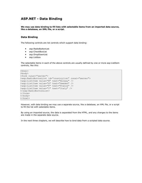 Aspnet The Data List Control Pdf