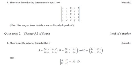 Solved 4 Show That The Following Determinant Is Equal To 0