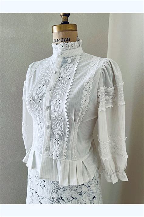 Eyelet Blousewhite Cotton Blouse Crochet Blouse Re Gem