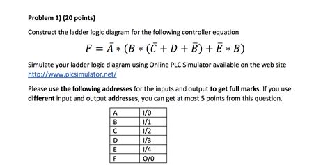 Problem 1 20 Points Construct The Ladder Logic Chegg Com
