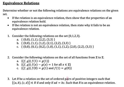 Solved Equivalence Relations Determine Whether Or Not The Chegg Com