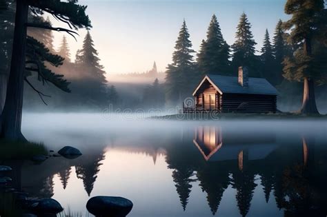 serene nature escape a peaceful hyper realistic scene of a cabin in the woods surrounded by