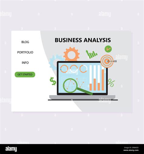Business Analysis Landing Page Support Business With Metrics Vector