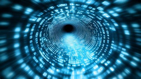 Digital Data Tunnel Illustration Showing Information Streaming Through