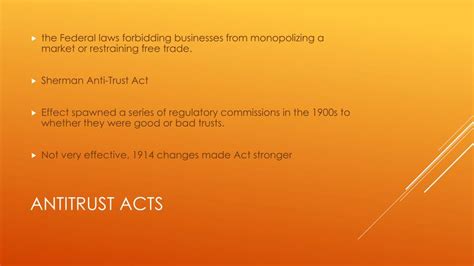 Ppt Evolution Of Antitrust Regulation In The United States Powerpoint