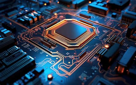 Premium AI Image Futuristic Circuit Board With Computer Central