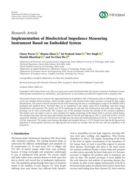 Pdf Implementation Of Bioelectrical Impedance Measuring Instrument Based On Embedded System