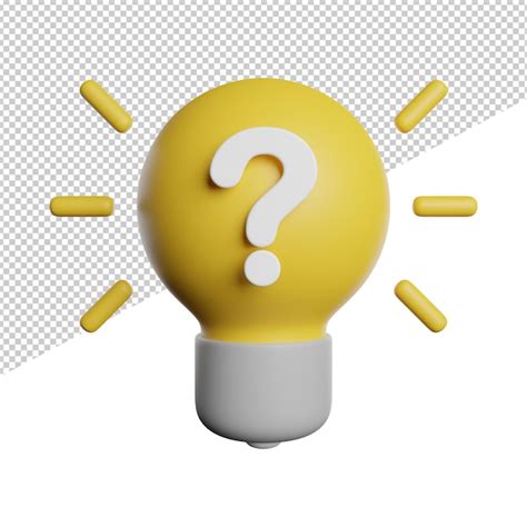 생각 질문 아이디어 전면보기 투명 배경에 3d 렌더링 아이콘 그림 프리미엄 Psd 파일