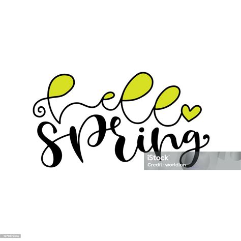 안녕하세요 봄 핸드브링 배지 타이포그래피 아이콘 인사말 카드에 대한 문자 스프링 배너 포스터 템플릿 배경입니다 0명에 대한 스톡 벡터 아트 및 기타 이미지 Istock