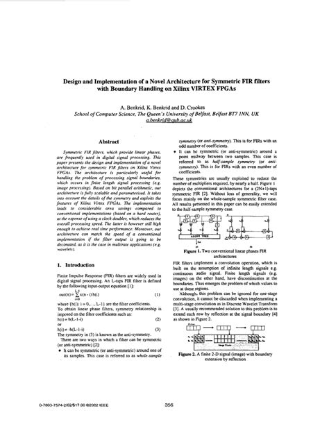 Pdf Design And Implementation Of A Novel Architecture For Symmetric Fir Filters With Boundary