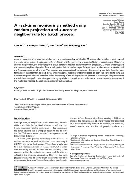 Pdf A Real Time Monitoring Method Using Random Projection And Nearest Neighbor Rule For Batch