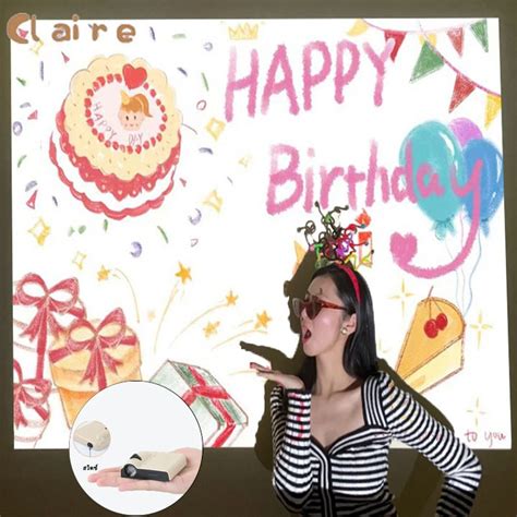 Cod โปรเจคเตอร์วันเกิด ครบรอบ Birthday Projector วันเกิด ไฟถ่ายรูป โปรเจคเตอร์จิ๋ว สําหรับตกแต่ง