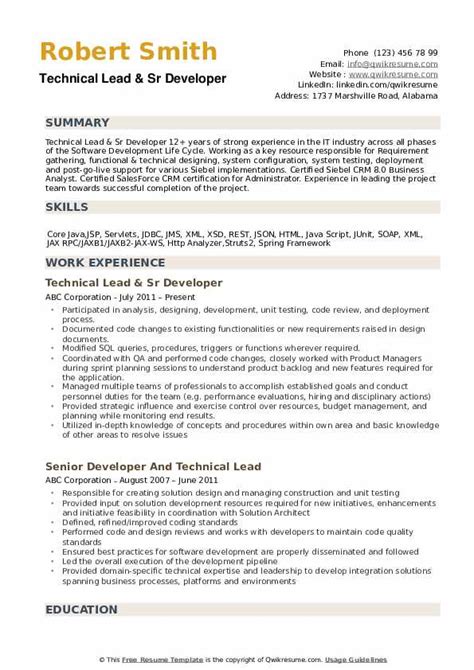 10 Technical Lead Resume Samples Templates For 2025