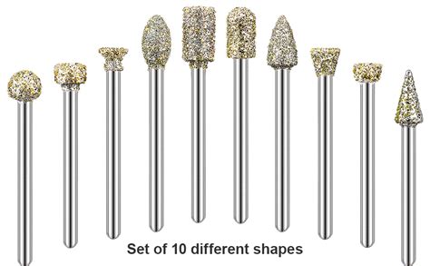 Diamond Grinding Burr Drill Bit Set For Dremel Rotary Tool 20pcs Diamond Burr Bits With 1 8 Inch