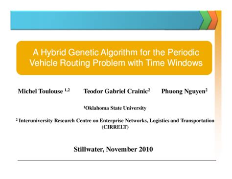 Pdf A Hybrid Genetic Algorithm For The Periodic Vehicle Routing
