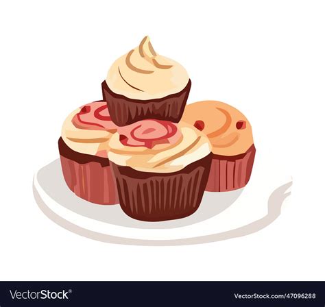 Cartoon Baking Cupcakes Royalty Free Vector Image