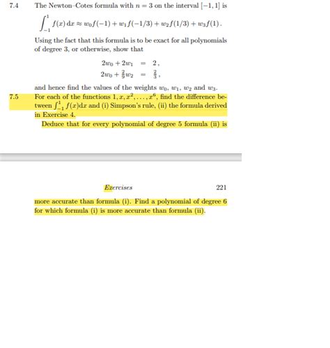 Solved The Newton Cotes Formula With N On The Chegg Com