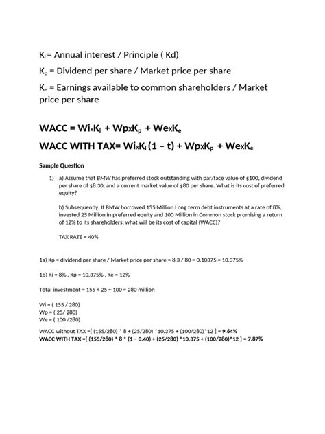Part 6 Wacc Formula And Sample Question Part 6 Pdf