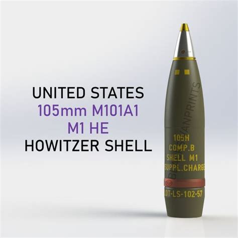 🐚 Us 105mm M101a1 Howitzer M1 He Shell・ 3d File For 3d Printing・cults