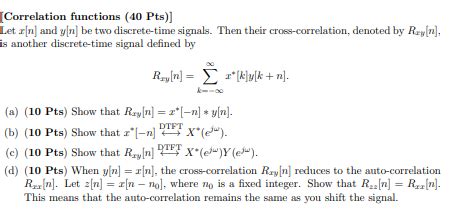 Solved Correlation Functions 40 Pts Let N And Y N Be Chegg Com