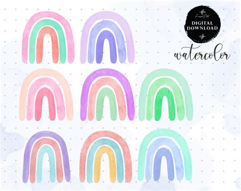 Rainbow Clipart Bundle Rainbows Pastel Digital Clip Art Illustration