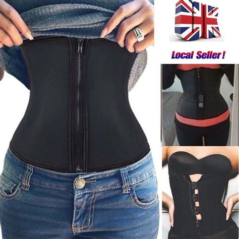 Zipper Latex Body Shaper Waist Trainer Training Cincher Corset Zip