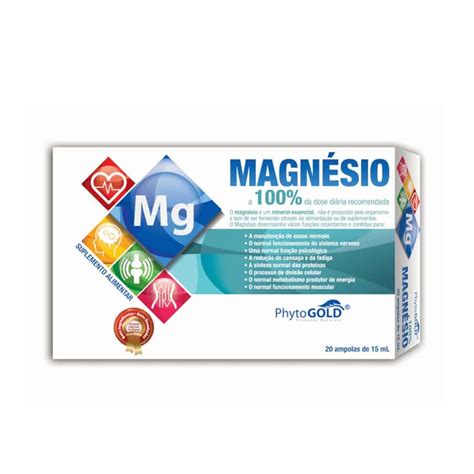 Magnésio 100 20 Ampolas Phytogold Peixe Verde