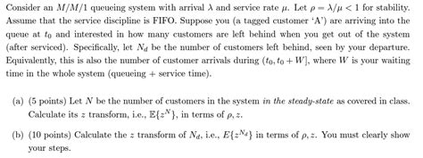 Solved Consider An Mm1 Queueing System With Arrival λ And