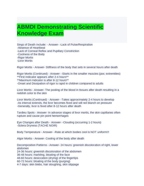 abmdi demonstrating scientific knowledge exam questions and answers