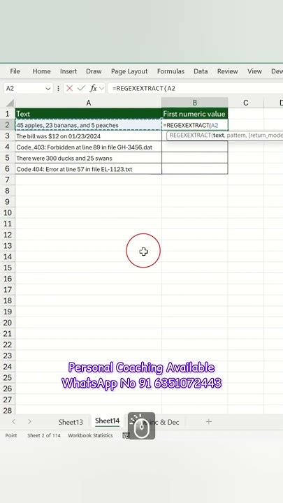 Regexextract Formula In Excel Excel Youtube