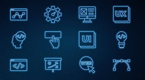 Set Line Bezier Curve Front End Development Ui Or Ux Design Keyboard