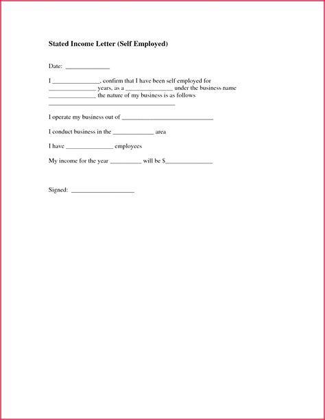 Self Employment Declaration Letter Sample