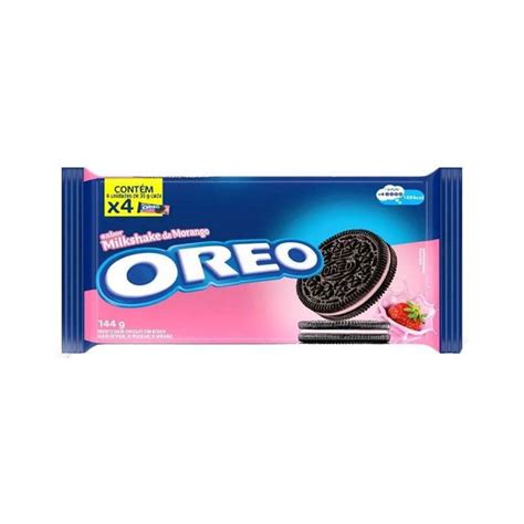 Biscoito Recheado Oreo Milkshake Morango 144g Deskontão Atacado