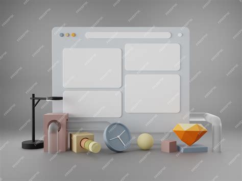 Premium Photo Silver Modern 3d Web Browser For Scene Creator Mockup