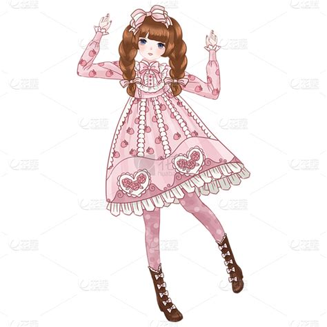 手绘 洛丽塔裙子人物插画贴纸9