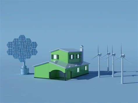 풍차와 풍력 발전기로 둘러싸인 온실 사진 Unsplash의 에너지 효율적인 가정 이미지