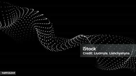 추상적 인 어두운 배경에 움직이는 점의 물결 3d 벡터 그림입니다 3차원 형태에 대한 스톡 벡터 아트 및 기타 이미지 3차원 형태 가리키기 검은색 Istock